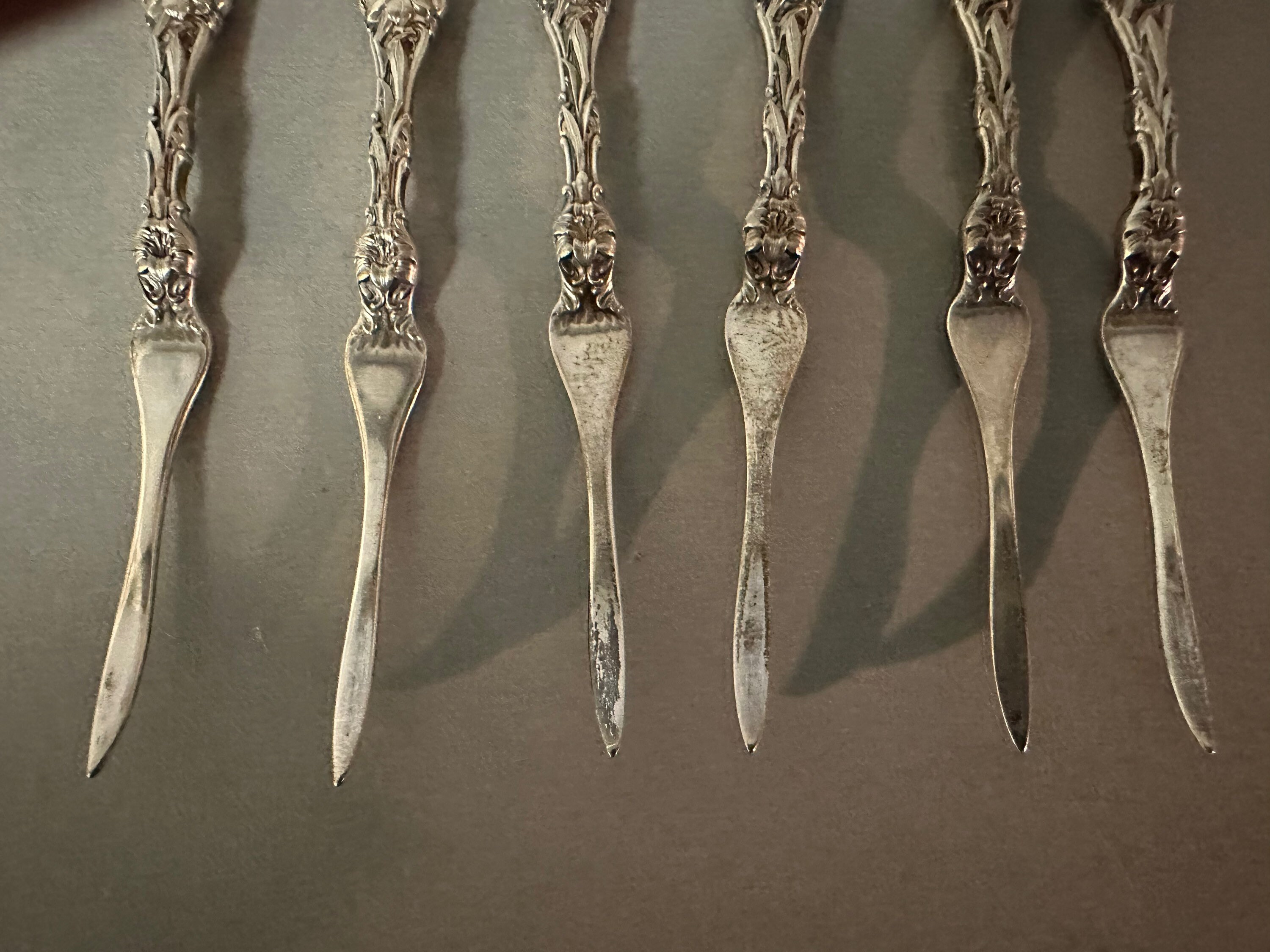 Antique Set of Six Whiting Solid Sterling Silver Lily Nut Picks Circa ...