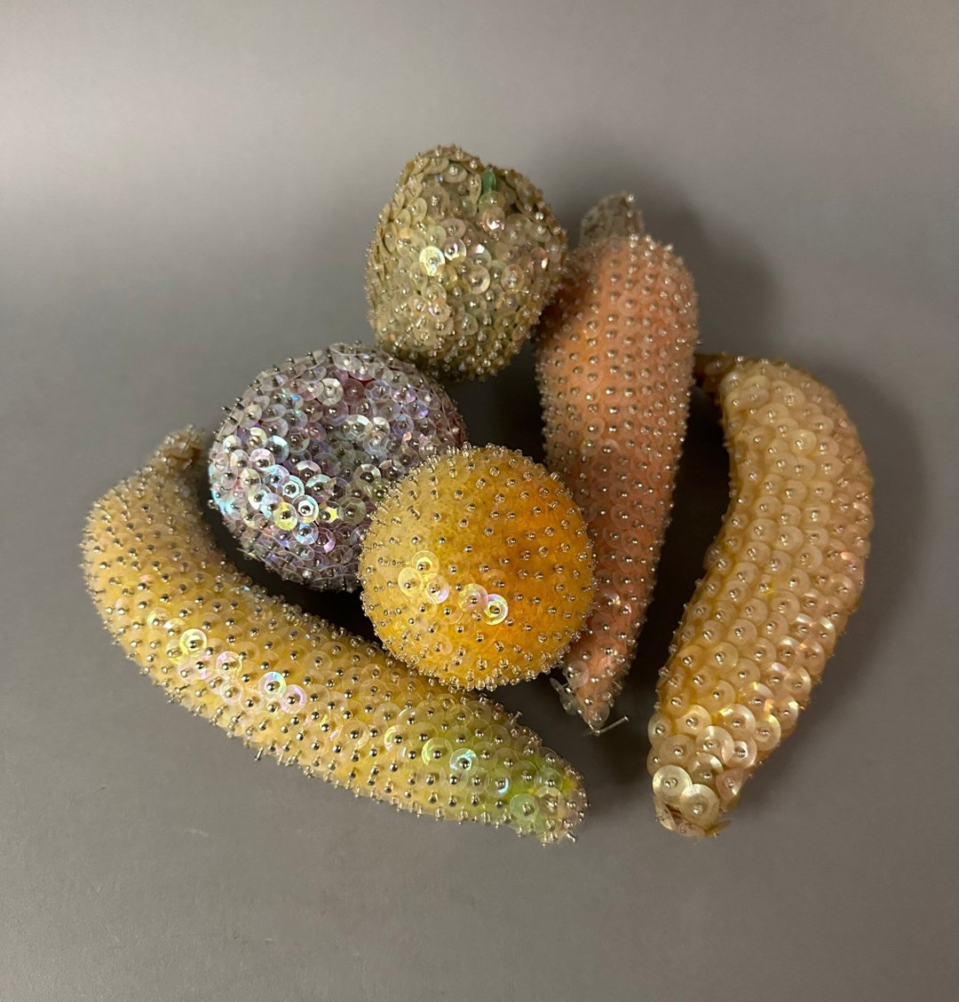 Vintage Six Piece Sequin Push Pin Fruits Vegetables 1960s - Etsy