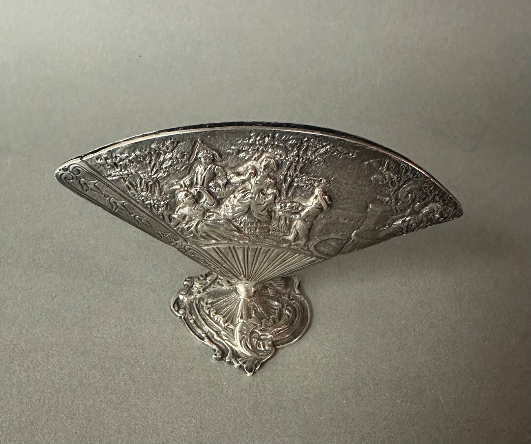 Antique French Fan Silver Fan With Figures Card Holder 19th C - Etsy