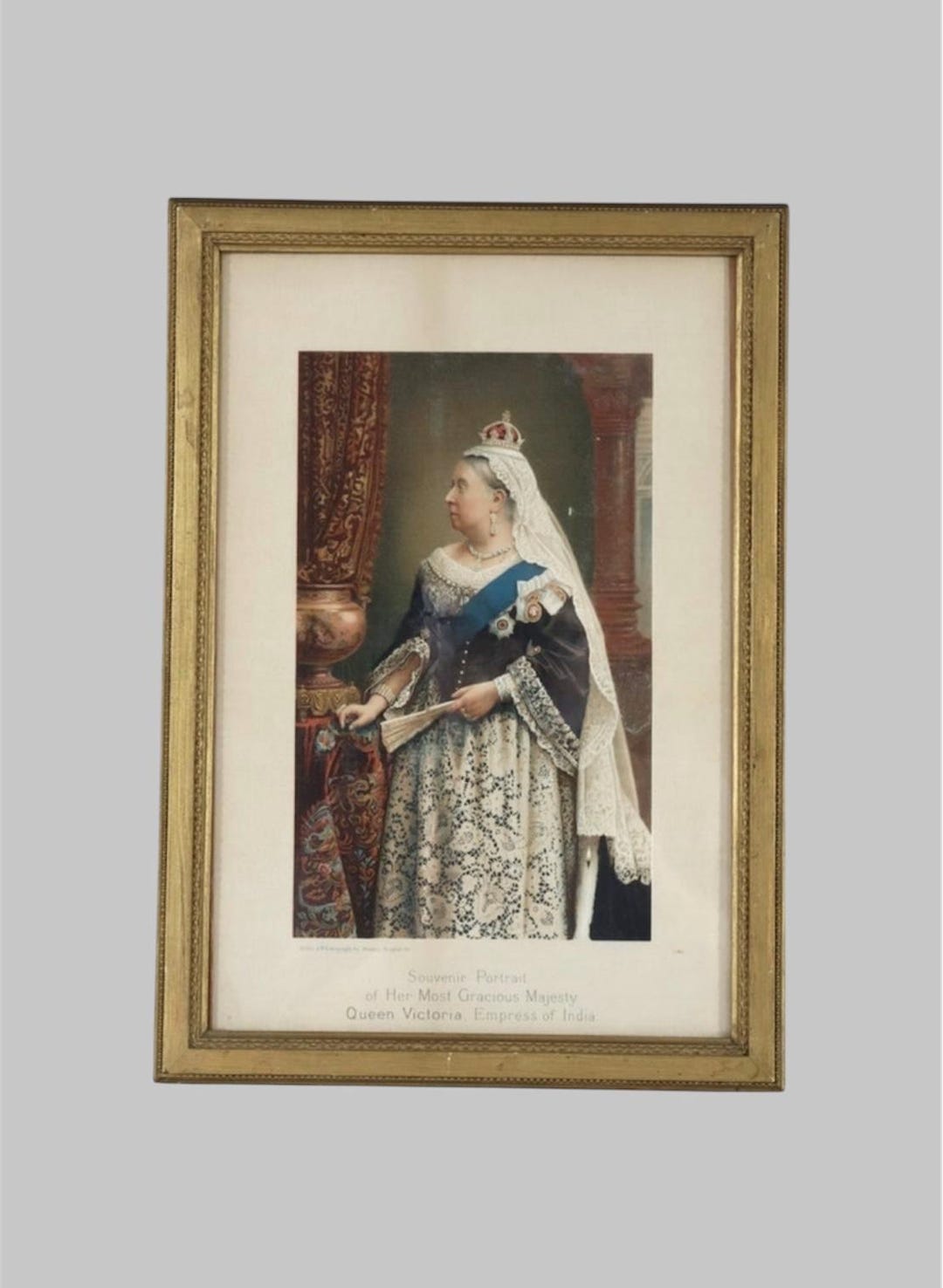 Antique Victorian Lithograph Portrait Print of Queen Victoria Circa ...