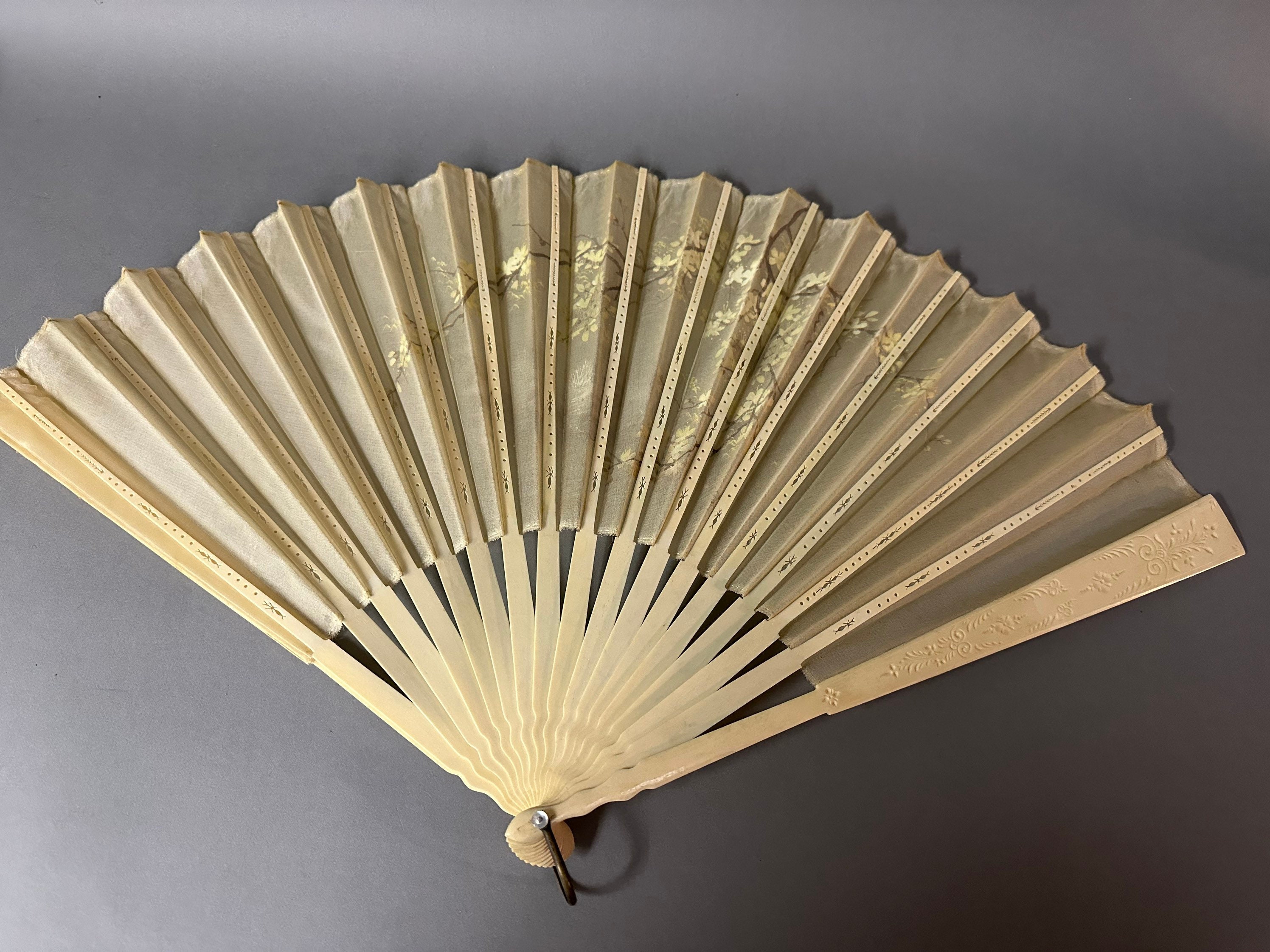 Antique Large Victorian French Hand Painted Silk Hand Fan 19th C - Etsy
