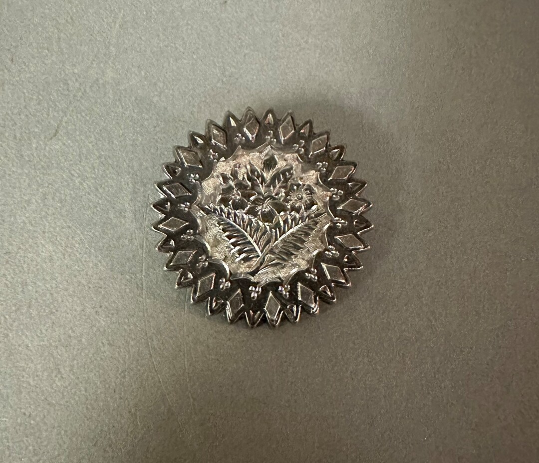 Antique Floral Engraved Silver Brooch Pin - Circa 1890 - Etsy