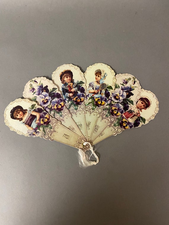 Victorian Inspired Vintage Hand Fan Greeting Card Love Cards Paper ...