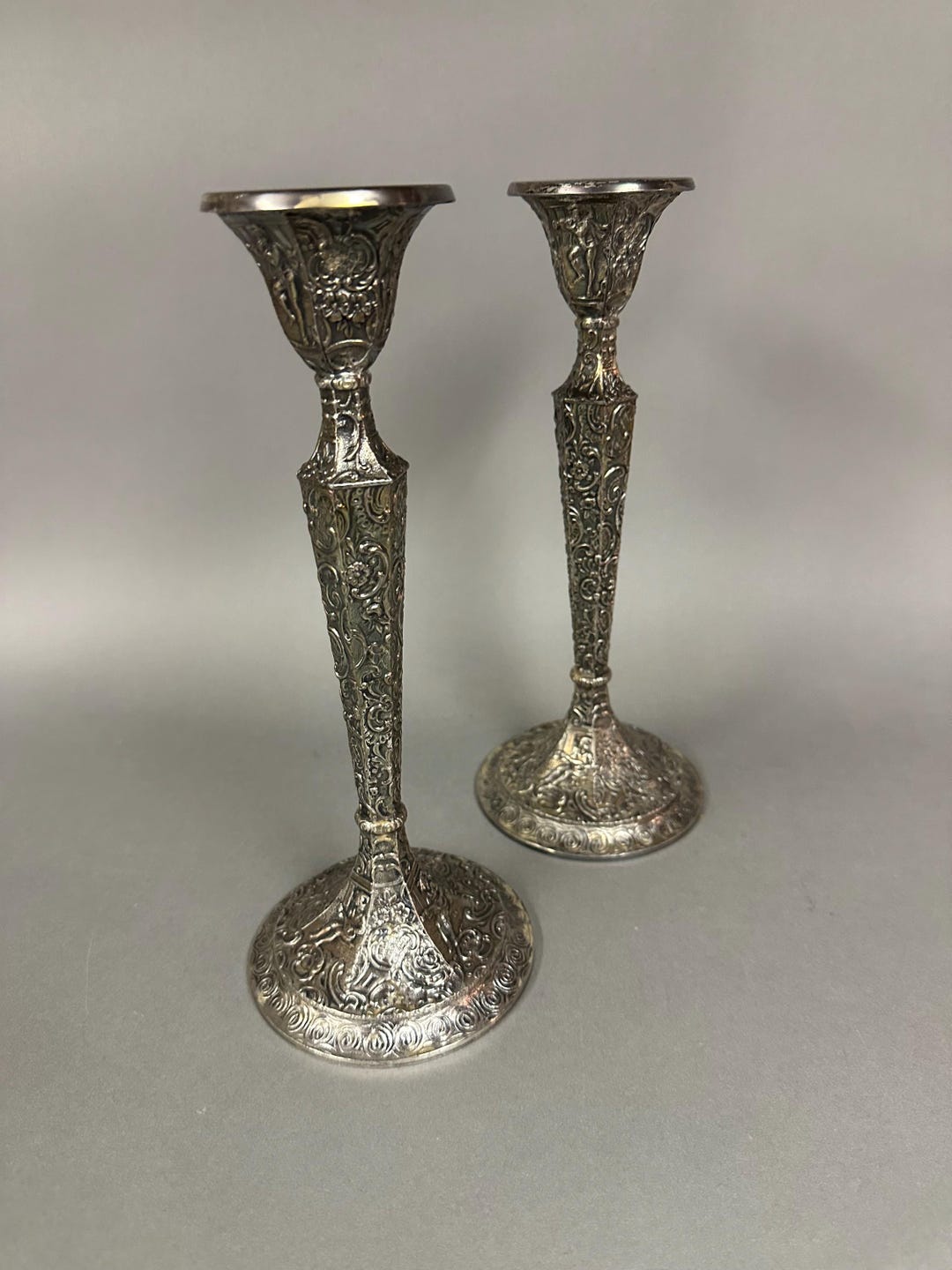 Antique Derby Silver Plate Co Floral Candlesticks Circa 1920 - Etsy