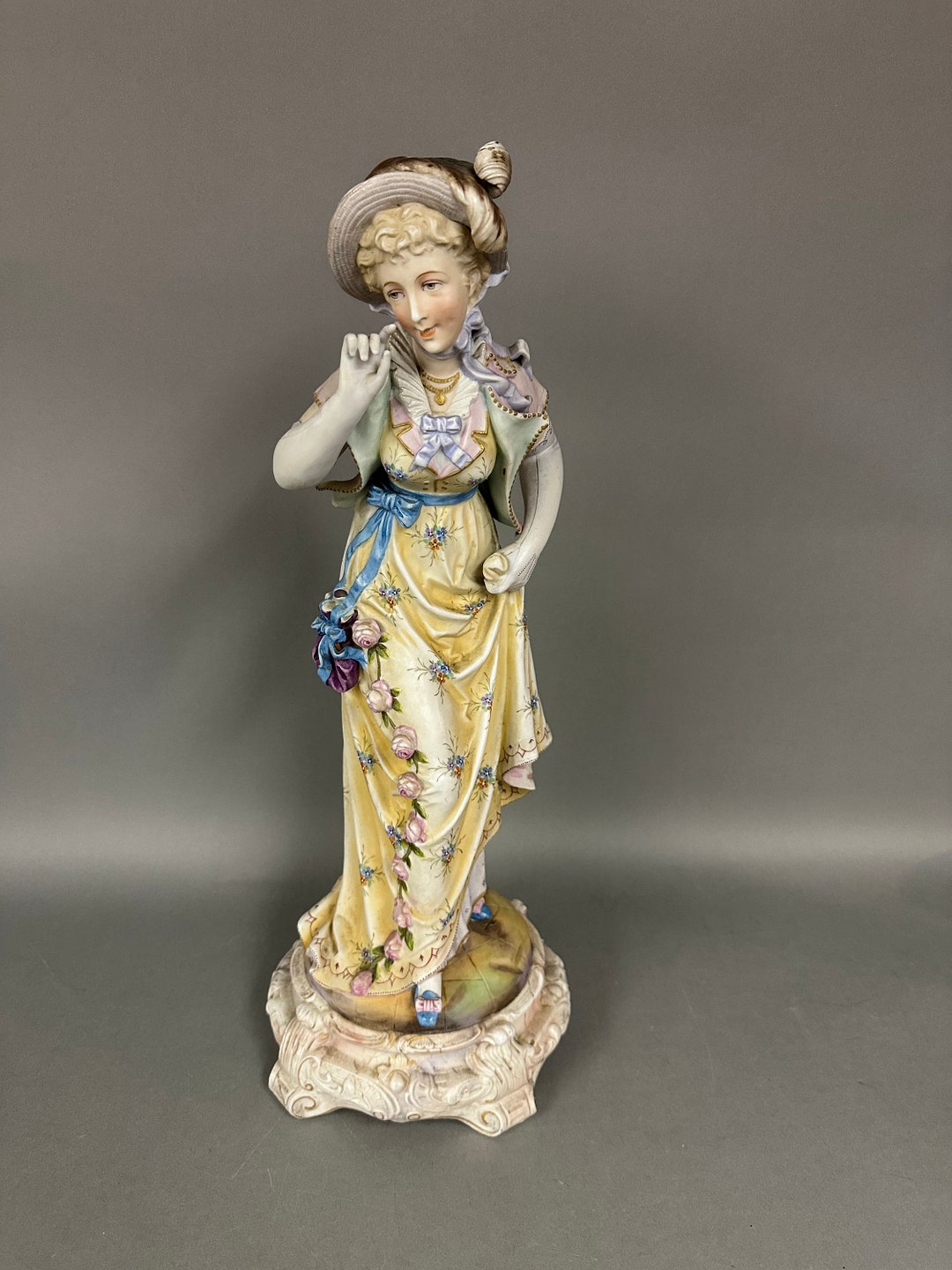 Antique French Porcelain Statue Figure of Young Woman 19th C - Etsy