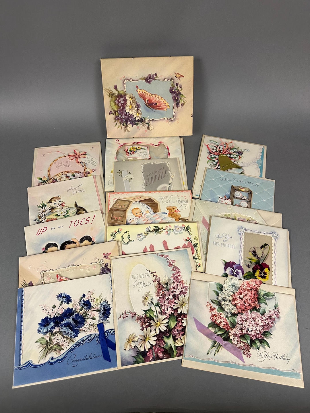 Vintage 15 Assorted Greeting Cards in Vintage Box 1950s - Etsy
