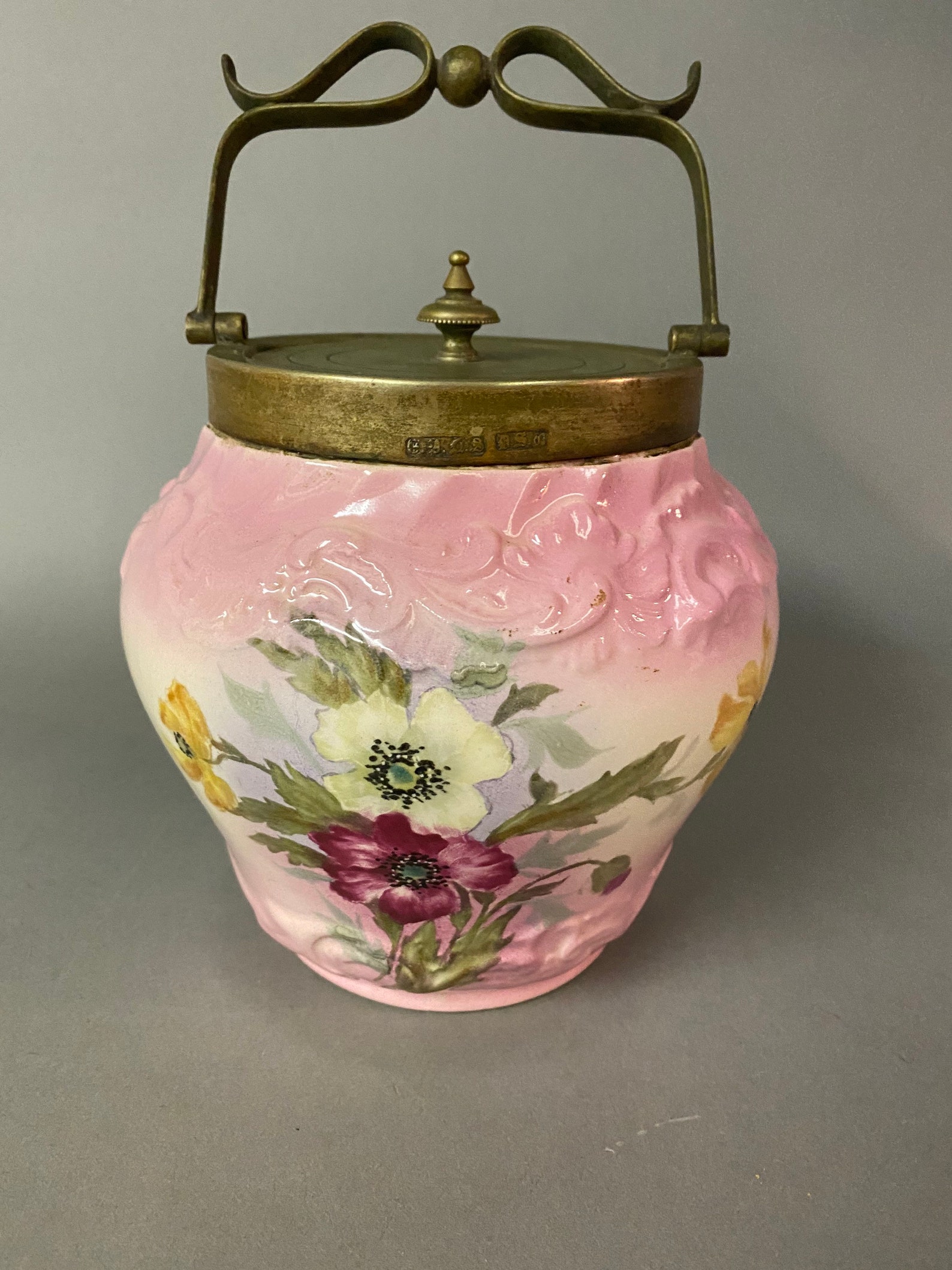 Victorian Hand Painted Floral Porcelain Biscuit Cracker Jar Circa 1900 ...