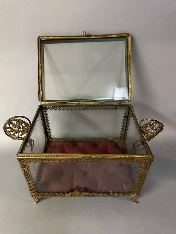 Antique French Gilt Brass Glass Reliquary Bridal Jewe… - Gem