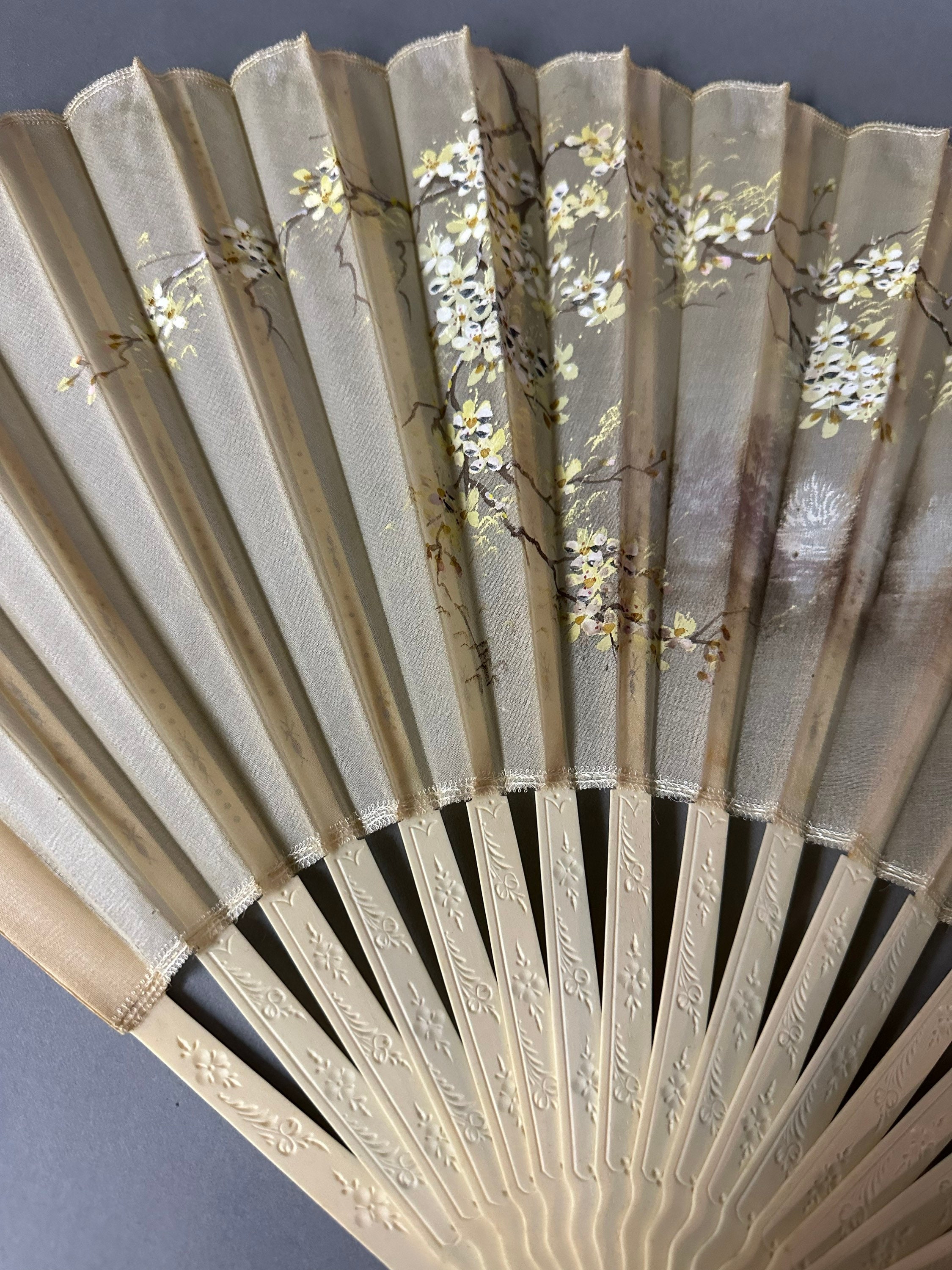 Antique Large Victorian French Hand Painted Silk Hand Fan 19th C - Etsy