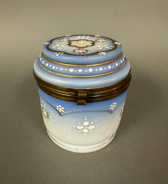 Antique Victorian French Opaline Glass Hand Painted E… - Gem