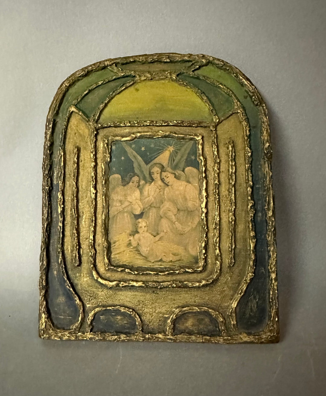 Vintage Religious Gesso and Wooden Wall Plaque of Angels Circa 1930 - Etsy