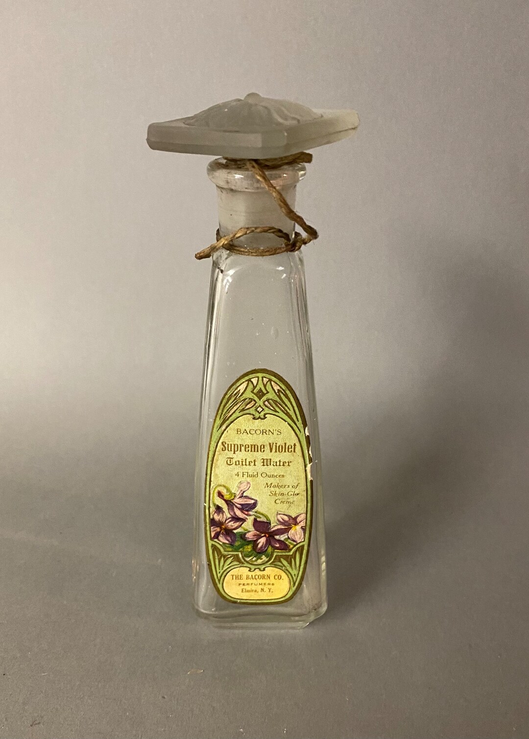 Vintage Bacorn Company Perfume Supreme Violet Toilet Water Bottle Circa ...