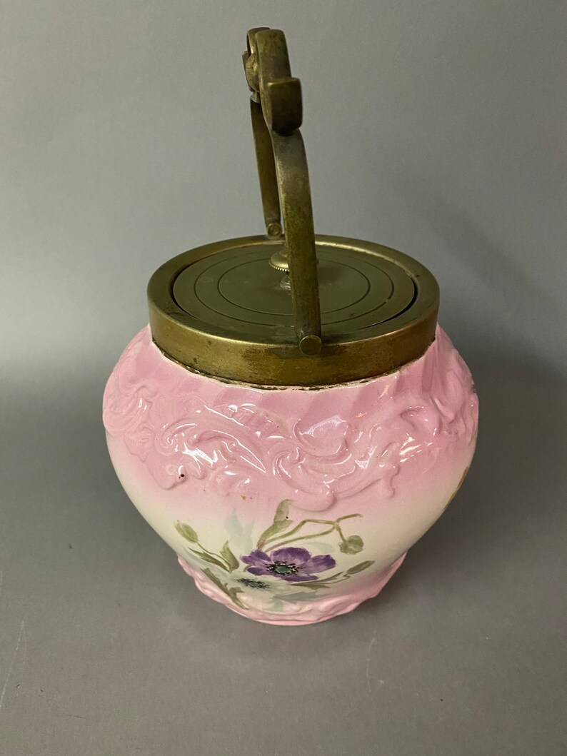 Victorian Hand Painted Floral Porcelain Biscuit Cracker Jar Circa 1900 ...