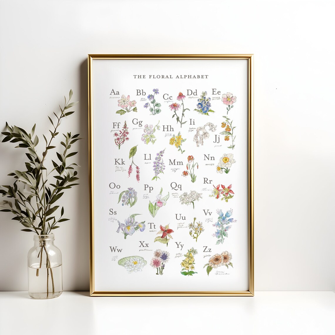 Floral Alphabet Print Flowers Floral Gardening Abc's Art Print - Etsy