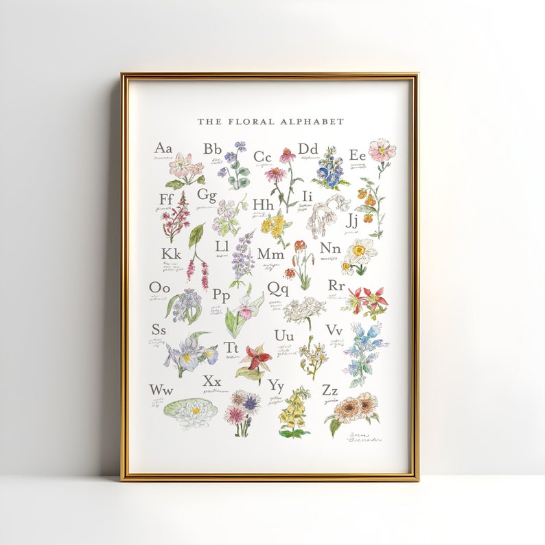 Floral Alphabet Print Flowers Floral Gardening Abc's Art Print - Etsy