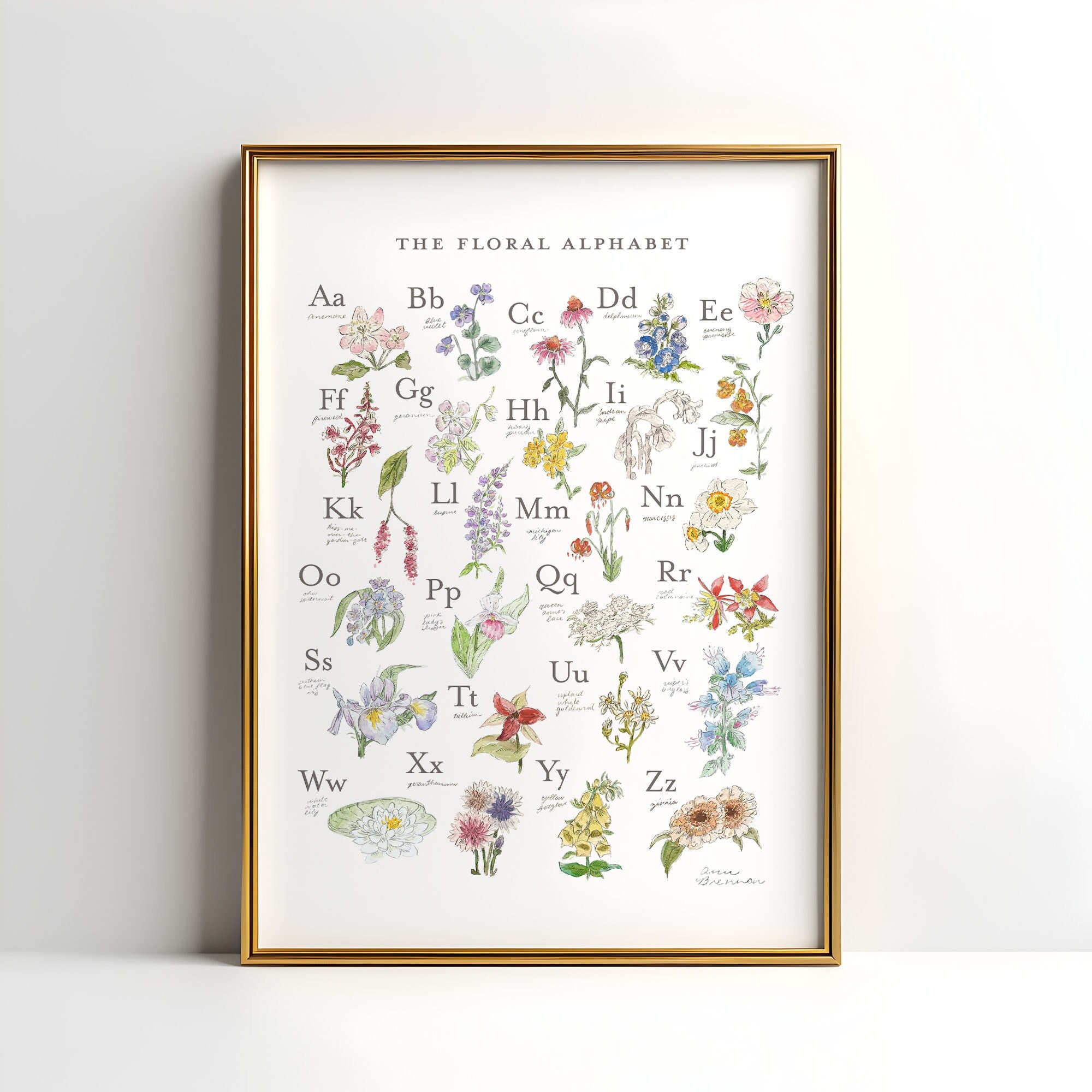 Floral Alphabet Print Flowers Floral Gardening Abc's Art Print - Etsy