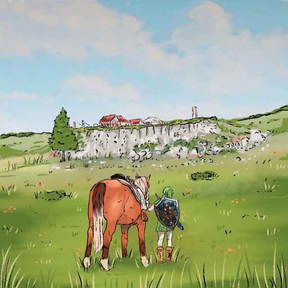 Lon Lon Ranch Zelda Ocarina Of Time Link And Epona Giclee Etsy