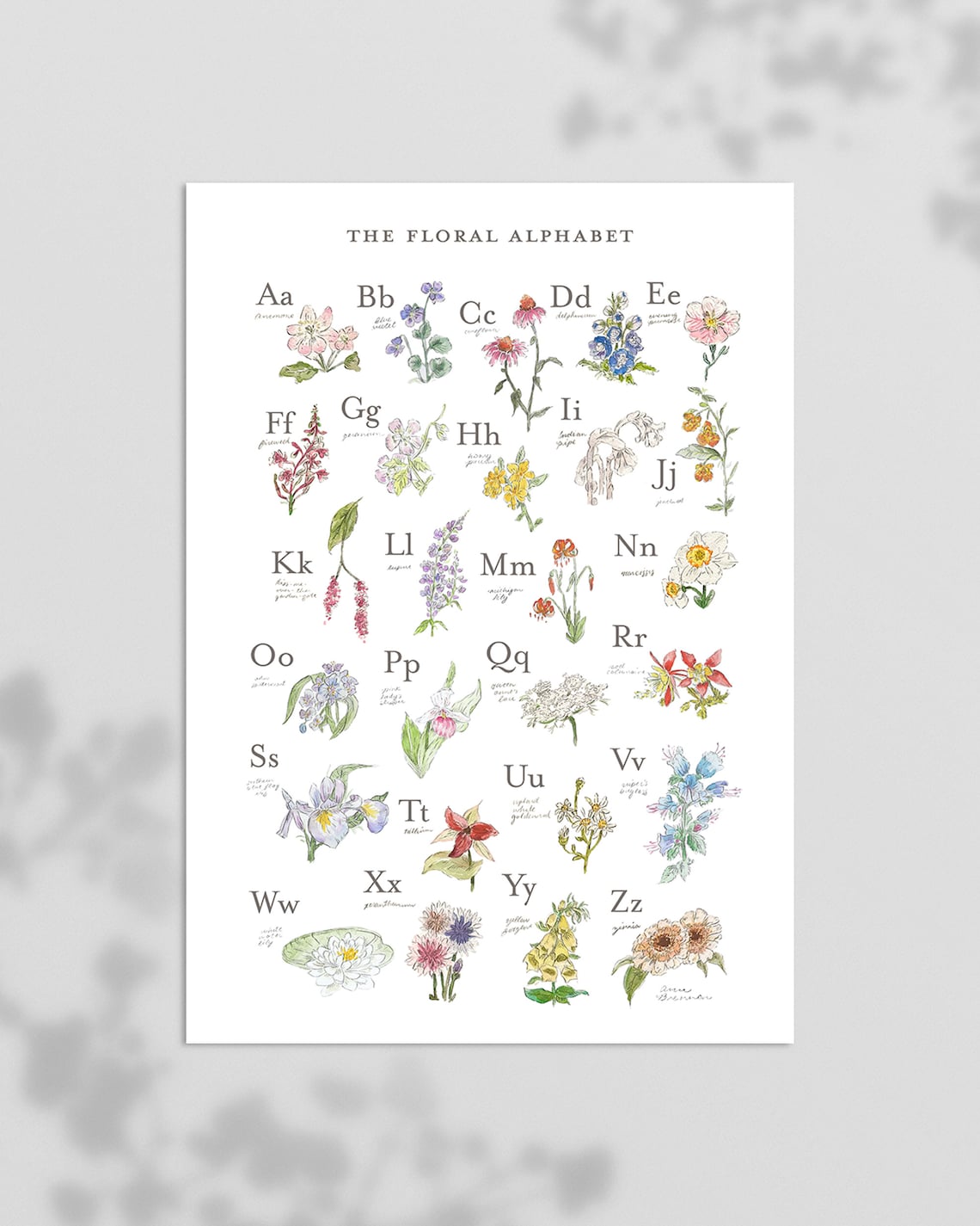 Floral Alphabet Print Flowers Floral Gardening Abc's Art Print - Etsy