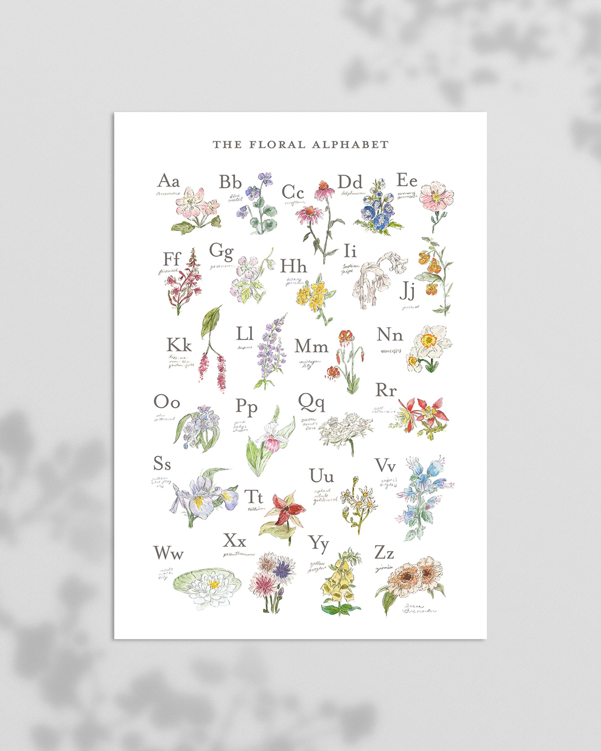 Floral Alphabet Print Flowers Floral Gardening Abc's Art Print - Etsy