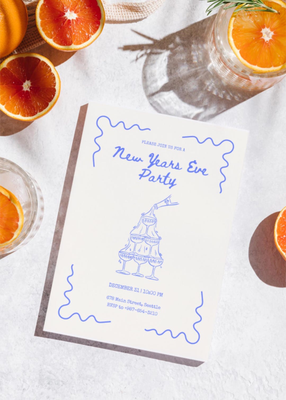 New Years Eve Party Invitation and Menu - Etsy
