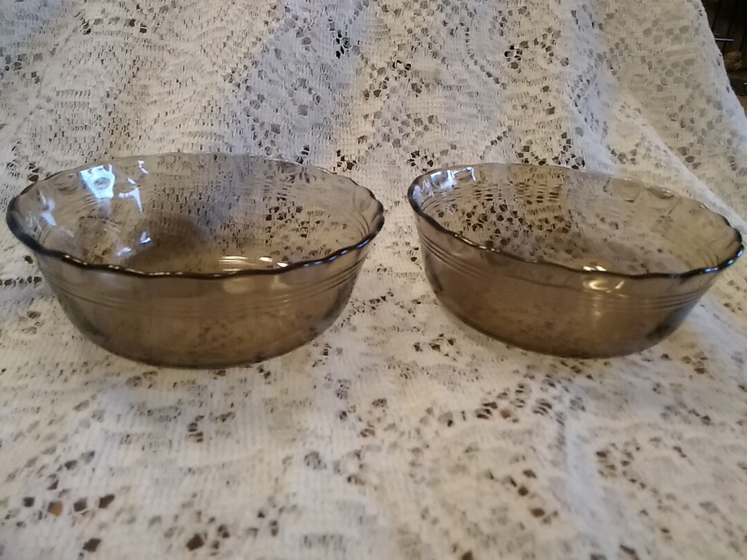 A Set of 2 Pyrex #465 Brown Clear Glass Extra Large Custard Cups 475 Ml ...