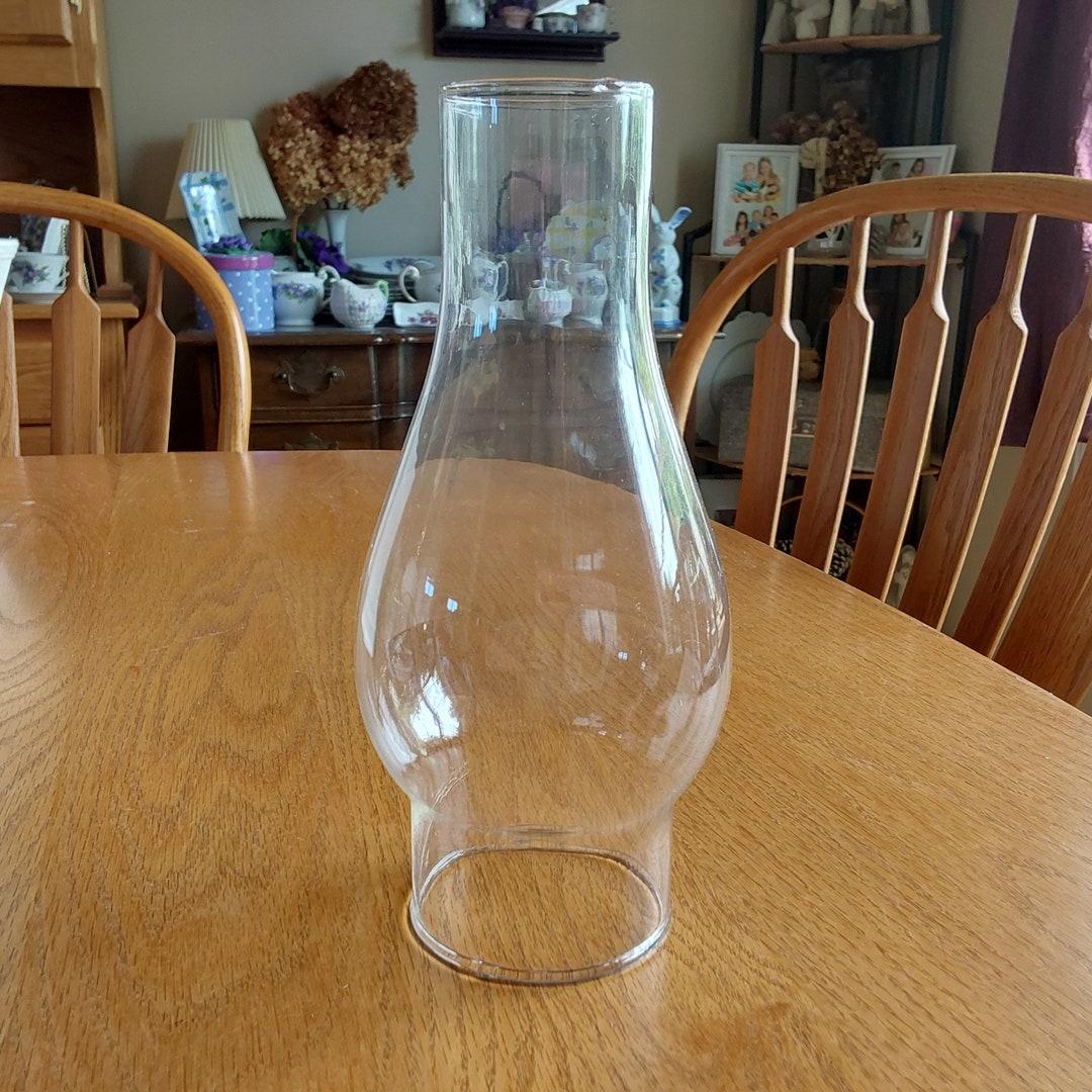 Clear Glass 8.5" Tall Hurricane Lamp Shade With a 2" Rim and Just Under ...