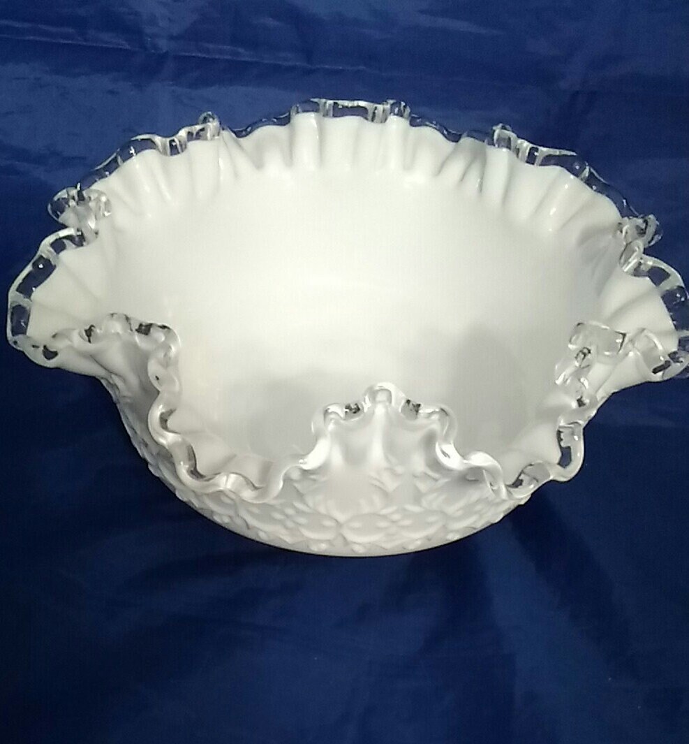 Unmarked Fenton double ruffled silver crest pedestal bowl in | Etsy