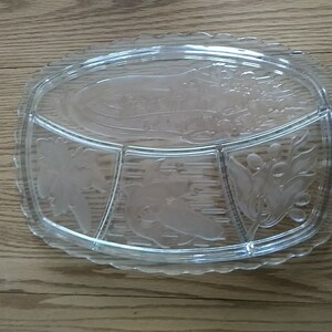 A 15 Inch Rectangular Frosted and Clear Relish Tray With With a Wide ...