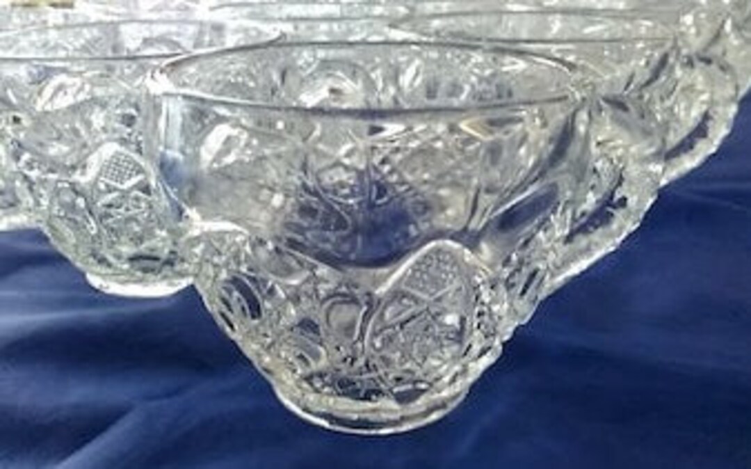 A Matching Set of 4 Mckee Glass 6 Oz Pedestal Punch Cups in the Cane ...