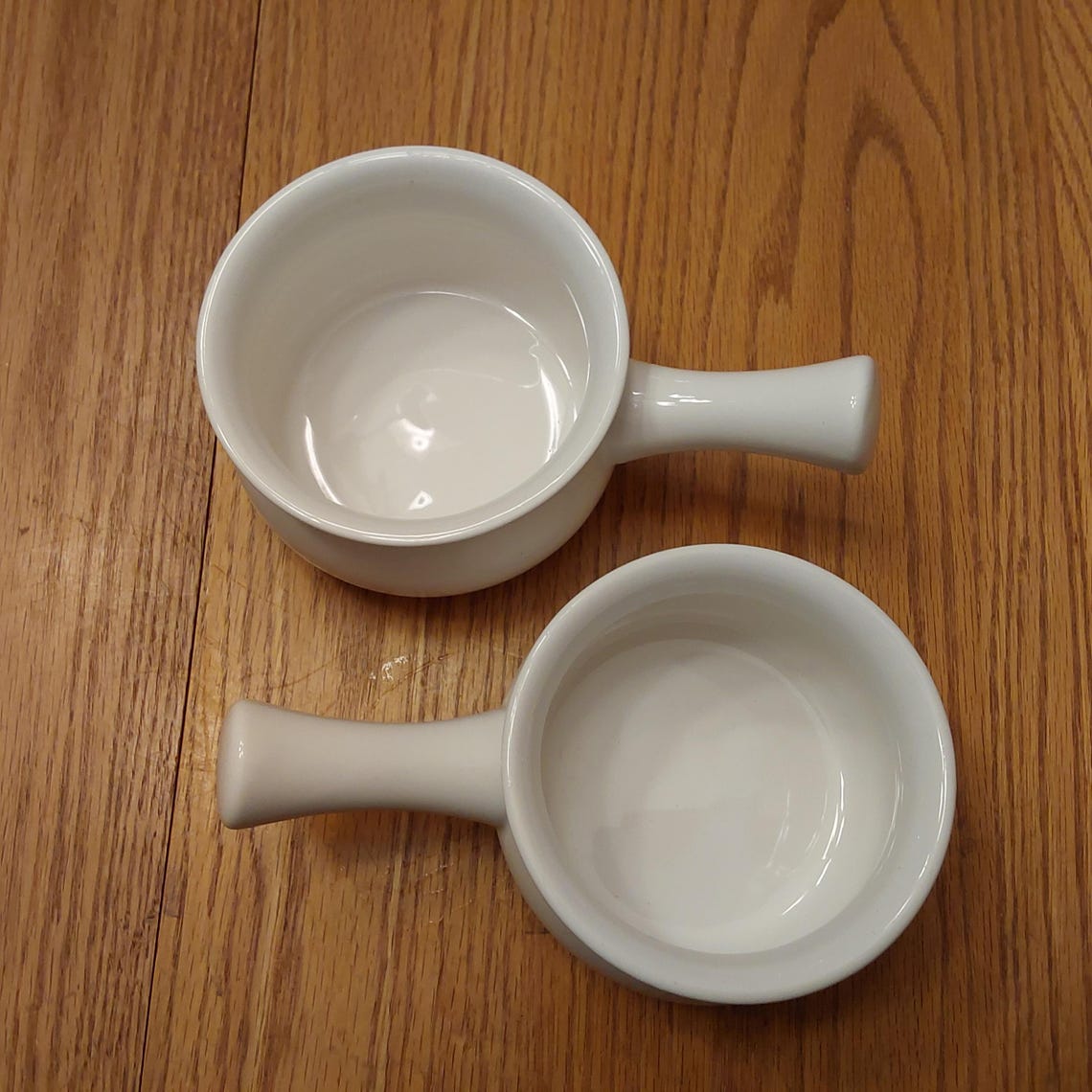 A Pair of Crofton 16 Oz White Ceramic Handled Soup or Chili Bowls, That ...