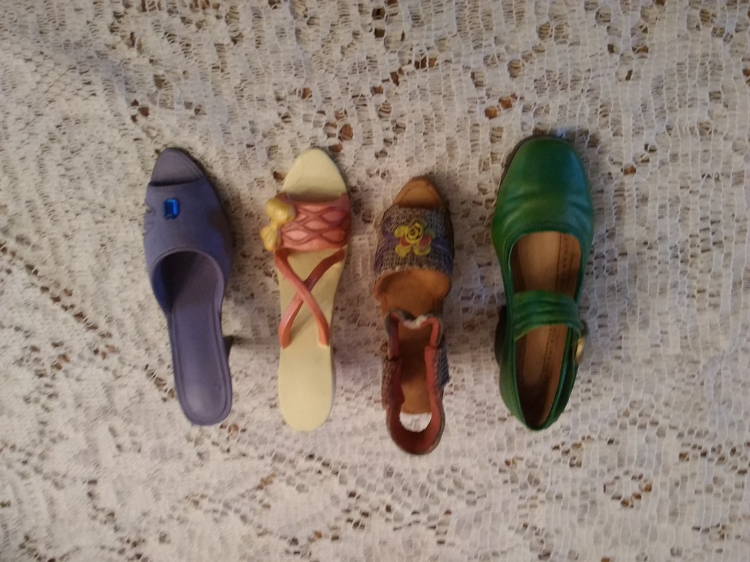 Set of 4 Resin Collectible Shoes of Different Styles and Colors ...