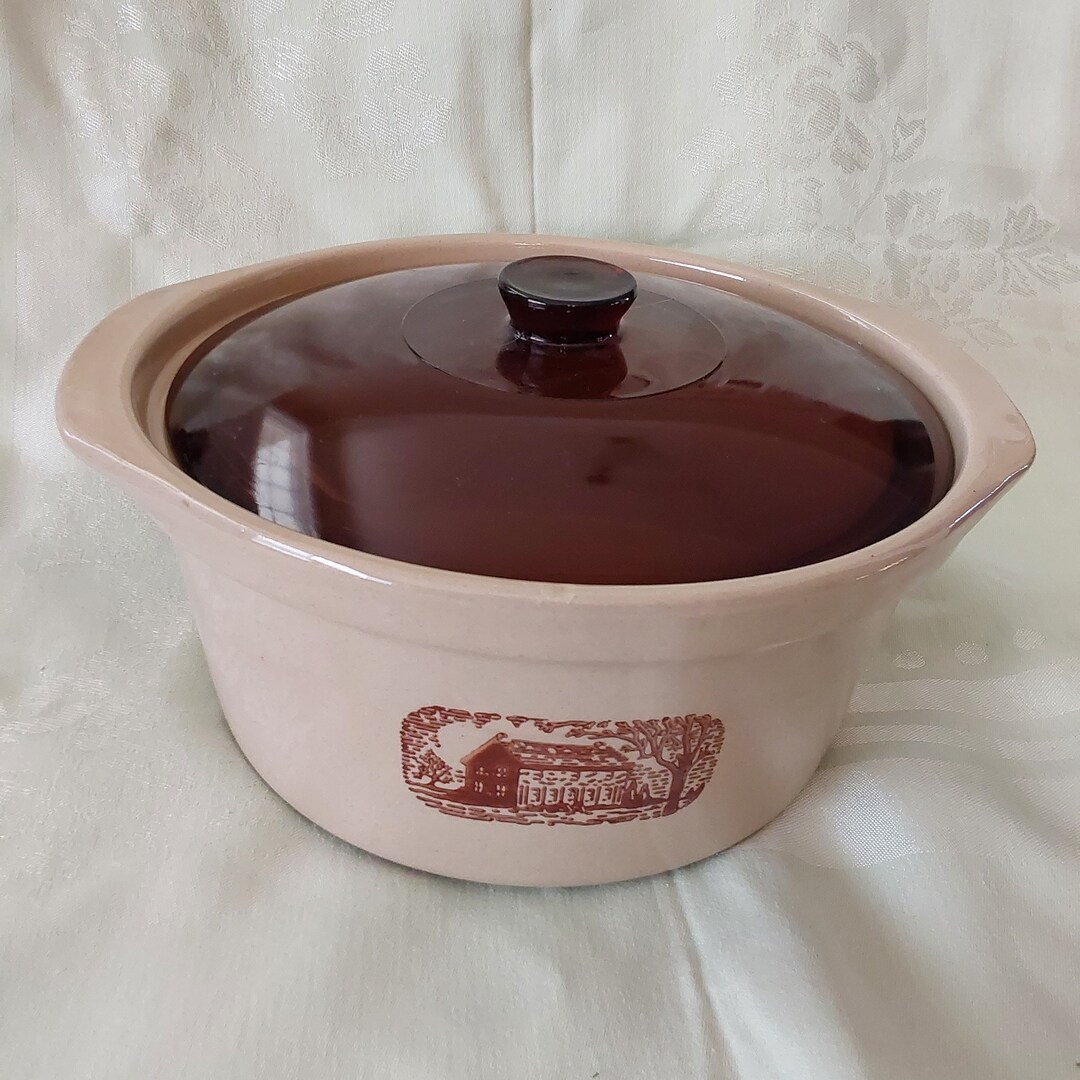 Beige Western Stoneware 4 Quart Country Crock USA With Brown Lid ...