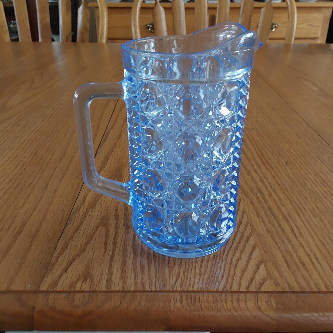 A Light Blue Ice Federal Glass Windsor Pattern of Cane and Button as a ...