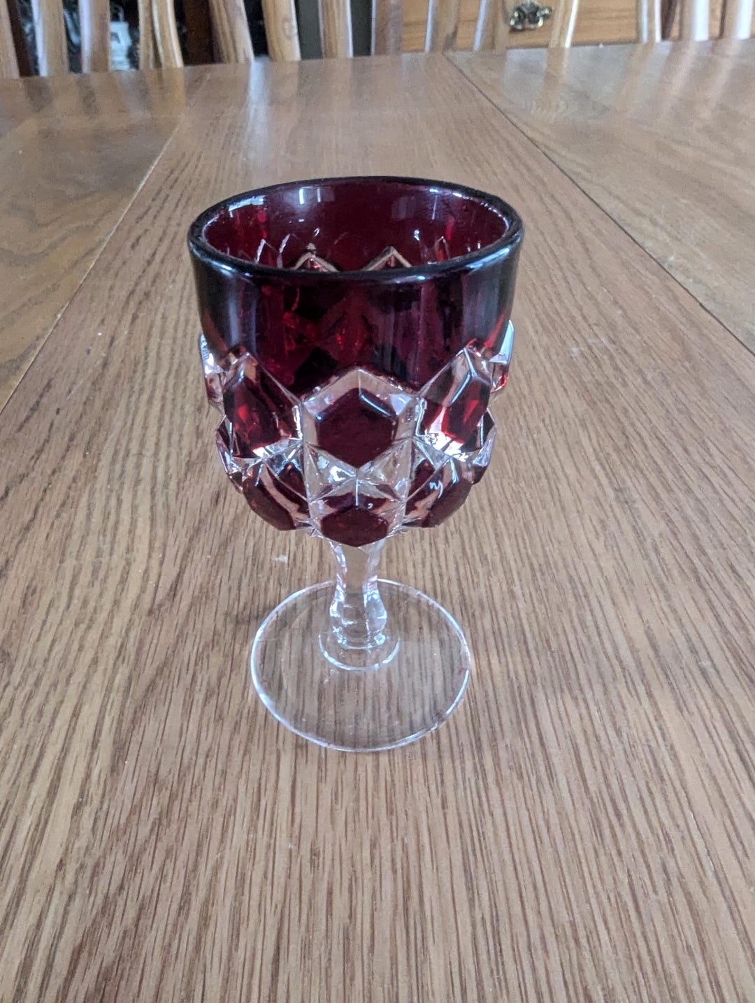 A Vintage EAPG Model Flint "gem" Wine Glass Ruby Stain From 1892. Bar ...
