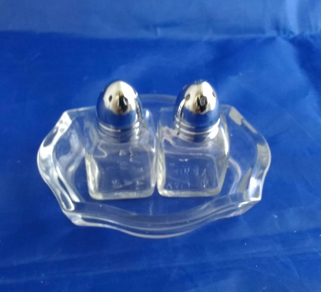 A Matching Set of 2 Square Glass Salt and Pepper Shakers With - Etsy