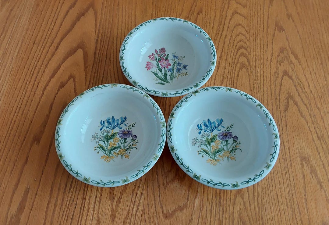 By Thomson Pottery, in the Floral Garden Set of 3-7" Cereal or Soup ...