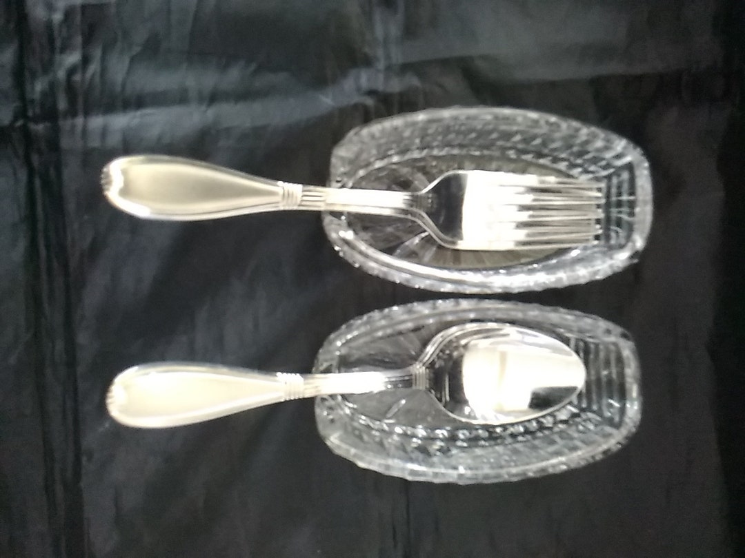 A Set of 2 Princess House 24% Leaded Crystal Silverware Tray for Spoons ...