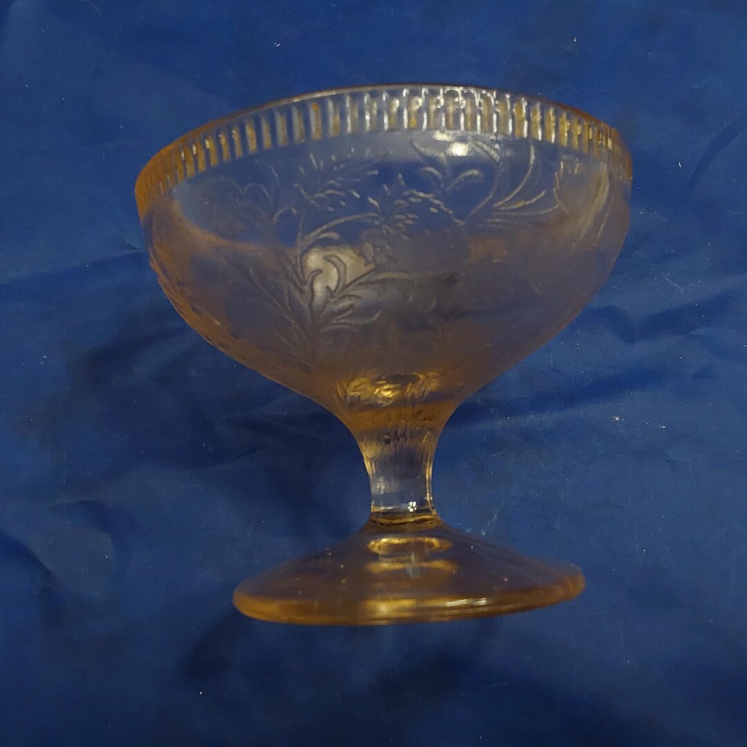A Pink Depression Glass Short, Stemmed Sherbet Ice Cream Dish With a ...