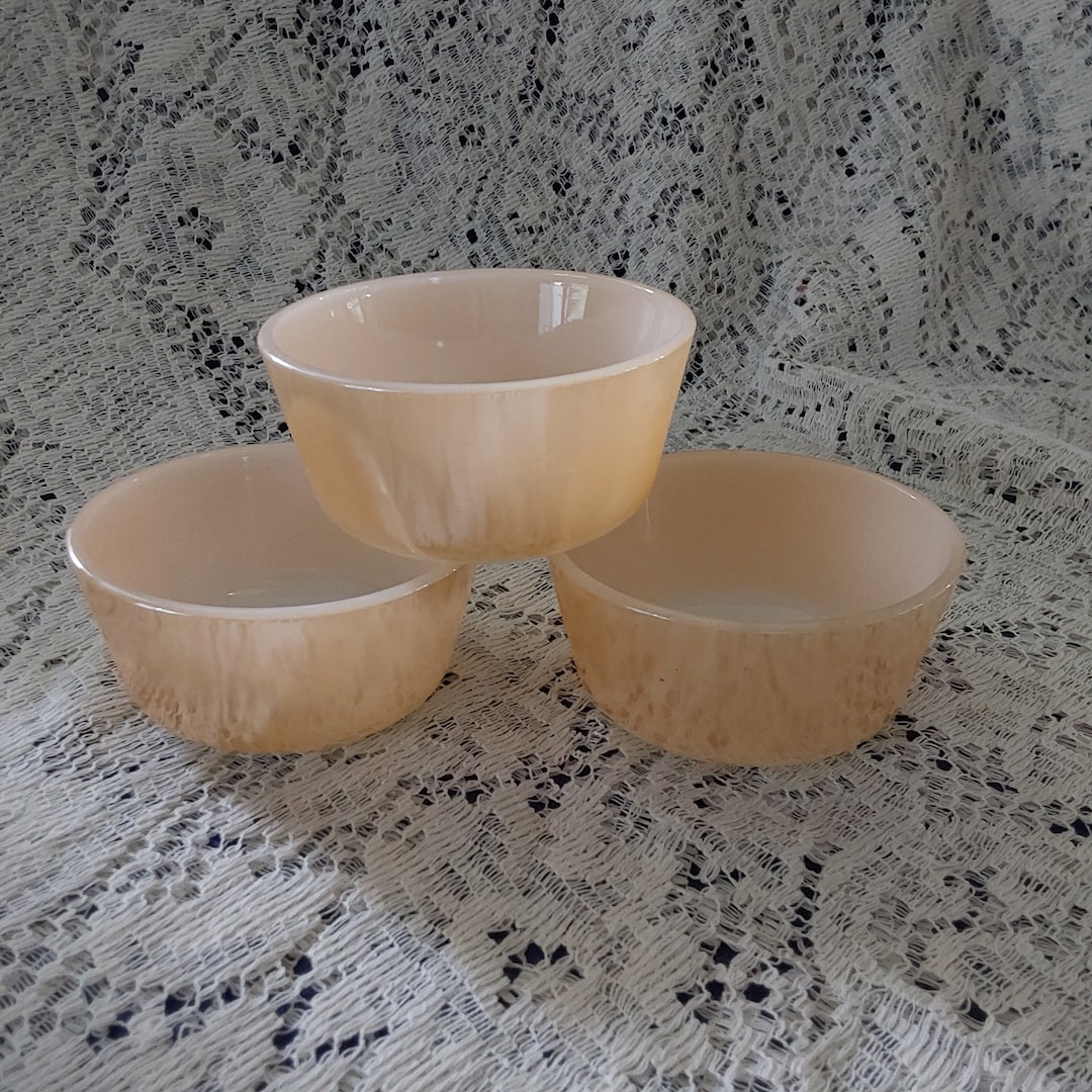 Set of 3 Anchor Hocking Fire King Orange Lusterware Oven Proof 6 Oz ...