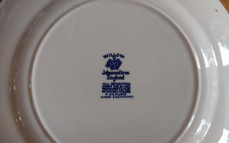 Blue Backstamped Johnson Brothers England 3 Blue Willow Patterned 9 ...