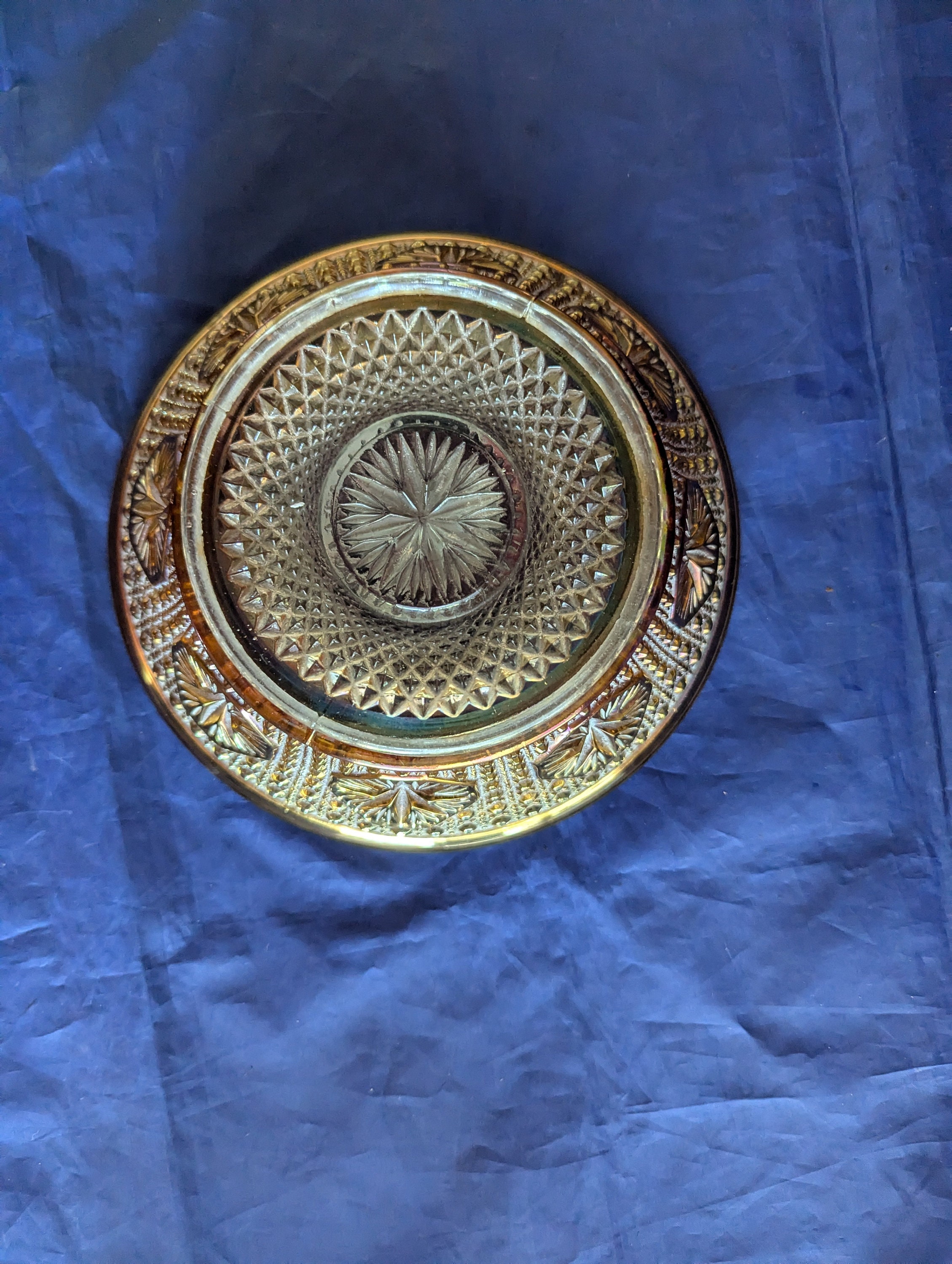 Vintage Amelia Star in the Cane Pattern Brown Iridescent Brown Bowl ...