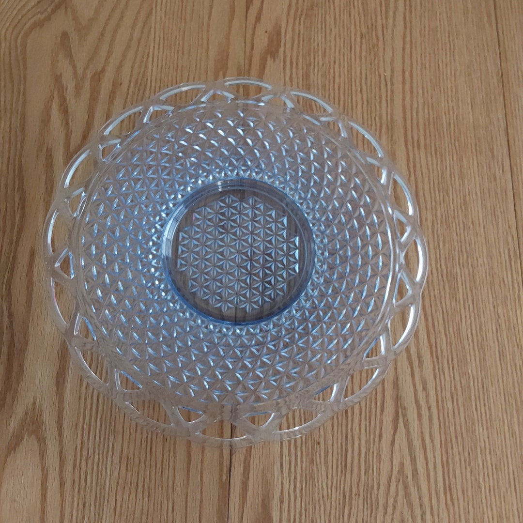 A 14" Clear Blue Glass Platter in the Katy Pattern With an Open Lace ...