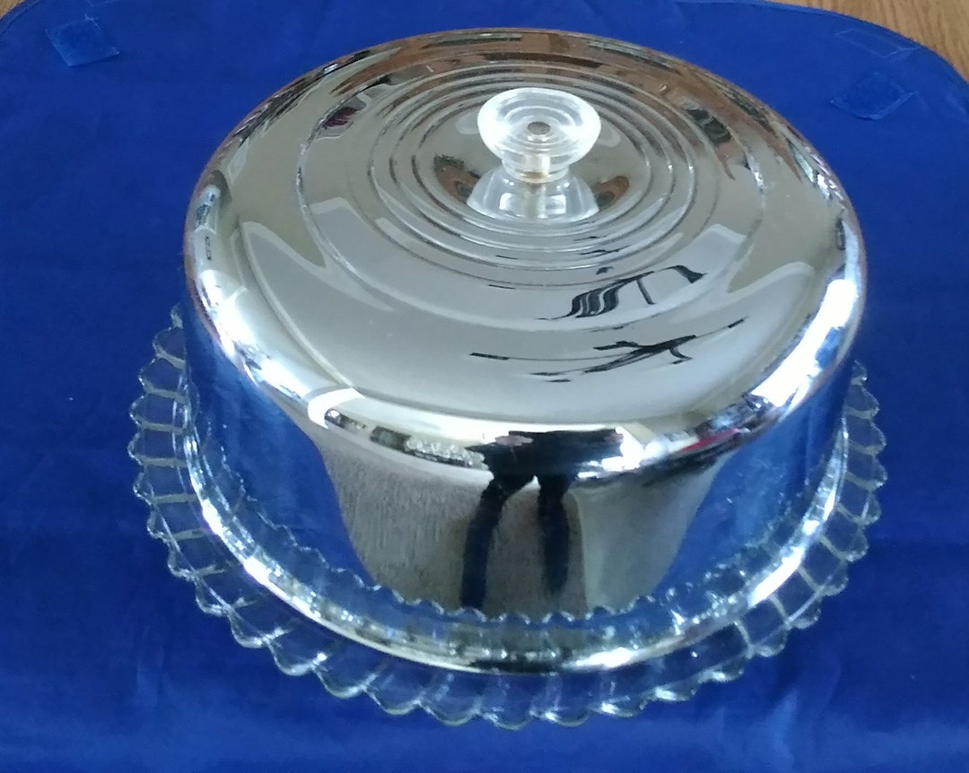 A Kromex and Glass Round Cake Saver. the Plate Has Three Feet. - Etsy