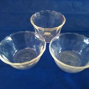 Set of 3 Glass Fire King Custard Cups. Two Are #424- 6oz and #422 -4 ...