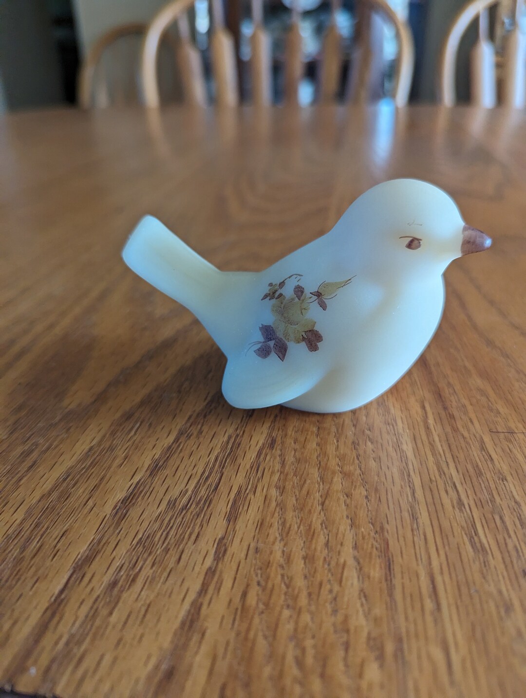 A Fenton Hand Painted Satin Song Bird Featuring Chocolate Roses by Lisa ...