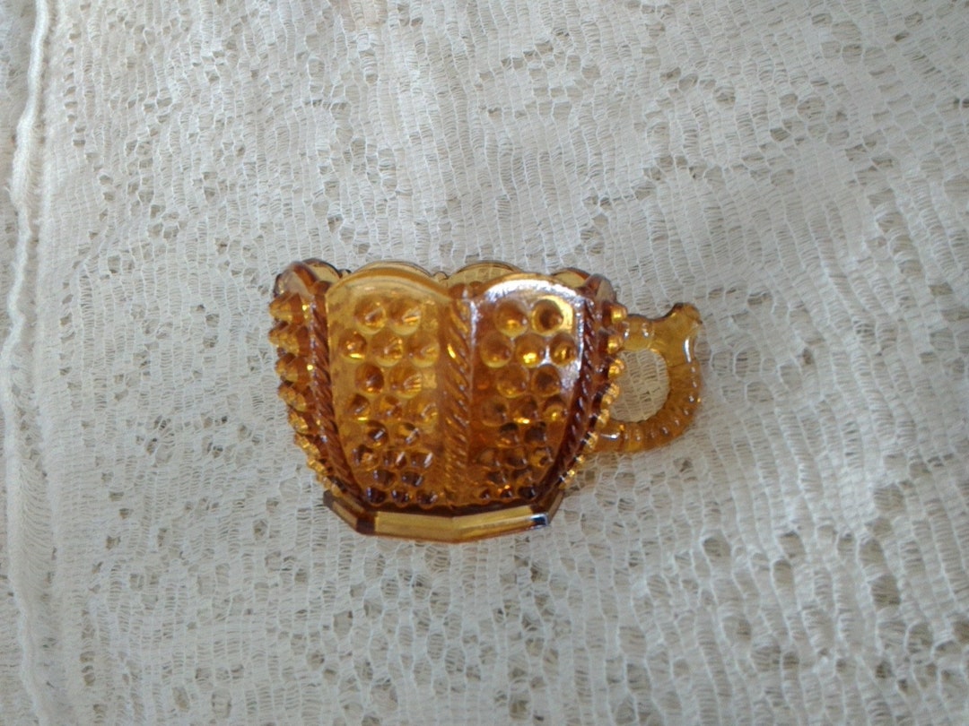 A Circa 1905, Bryce Glass Octagon Shaped Amber Gold Hobnail and Cable ...