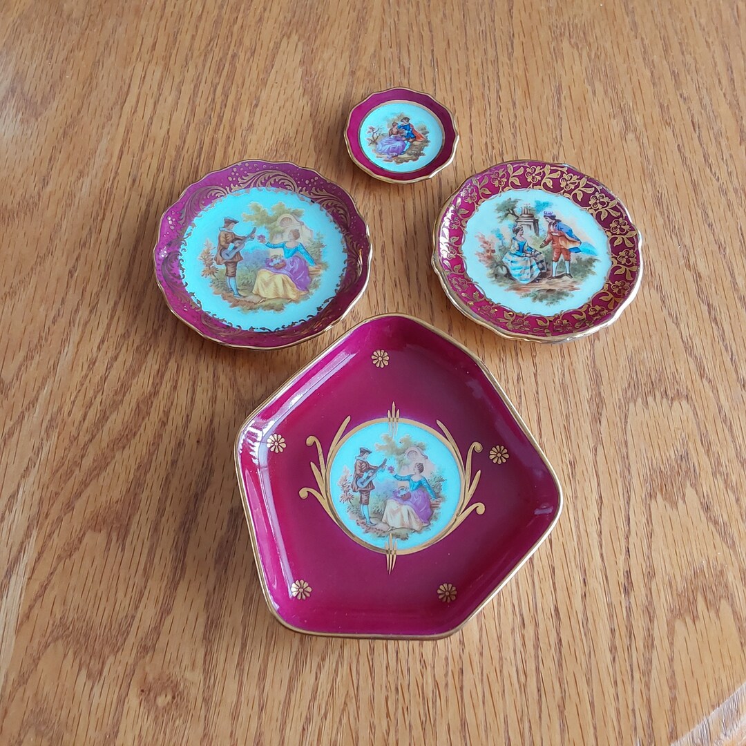Lot of 4 Limoges France Magenta With Gold Filigree and Trim on ...