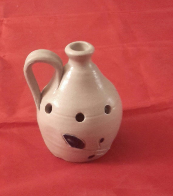 A Williamsburg Pottery Grey Salt Glazed Flower Frog Jug With - Etsy