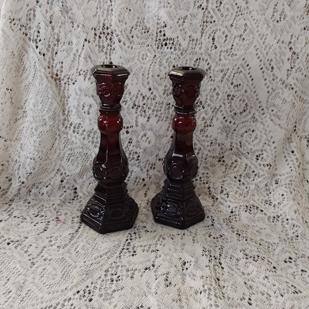 From the Avon Ruby Red Cape Cod Collection 2 Tall Taper - Etsy
