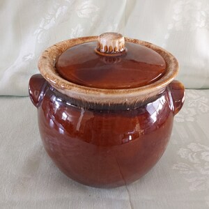 The Sweetest 7.5" Bean Pot in a Brown Stoneware Pottery White Drip ...